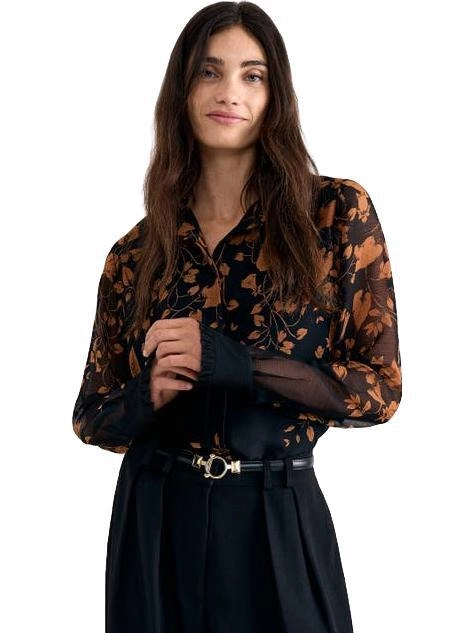PHASE EIGHT Clenence Floral Sheer Drape Shirt - Black