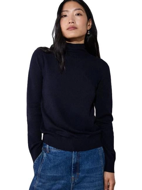 Whistles Tie Neck Detail Knit Jumper - Navy