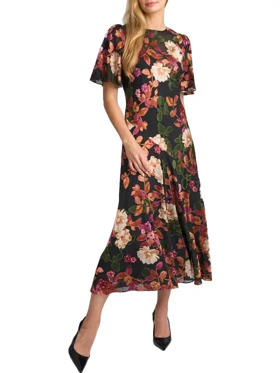Ted Baker London Thera Floral Midi Dress - Rich Black