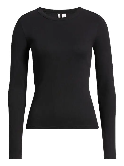 Nordstrom Ribbed Crewneck Long Sleeve T-shirt - Black