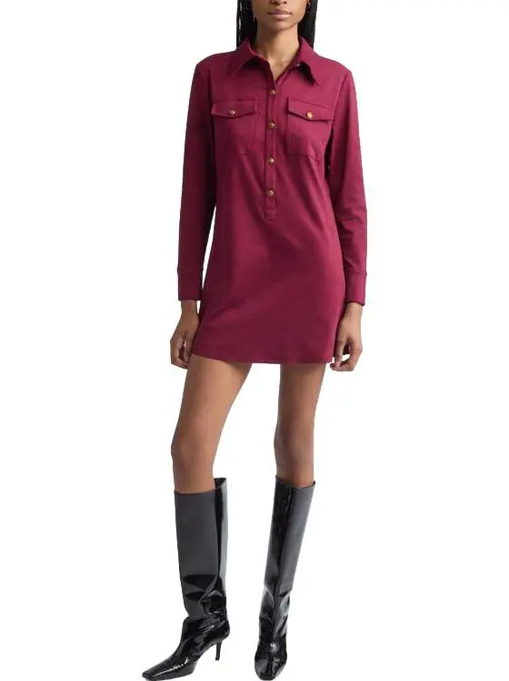 Ramy Brook Maria Long Sleeve Shirtdress - Cranberry