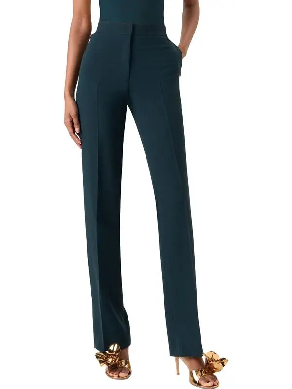 Akris Carl Linen & Wool Trousers - Forest Green