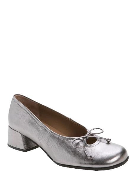 WONDERS Block Heel Pump - Silver