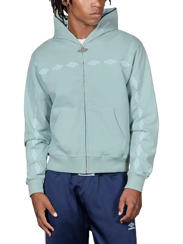 PLEASURES X Umbro Diamonds Fitted Zip Hoodie - Sage