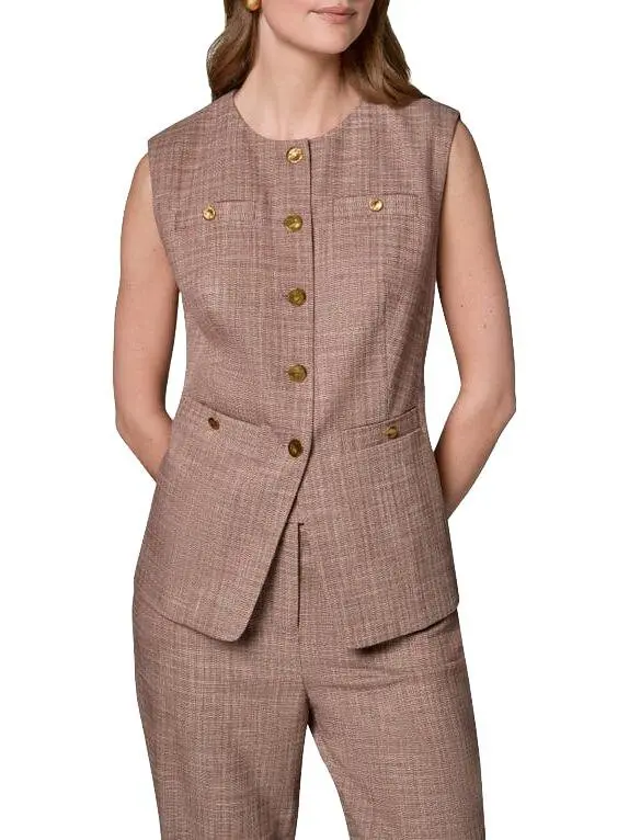 Donna Karan New York Plaid Vest - Sunbaked
