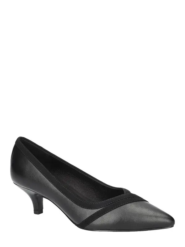 EASY WORKS BY EASY STREET Maye Pointed Toe Kitten Heel Pump - Black-lamy