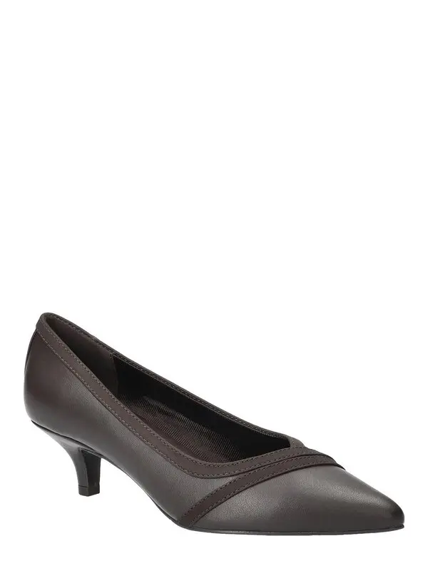 EASY WORKS BY EASY STREET Maye Pointed Toe Kitten Heel Pump - Brown-lamy