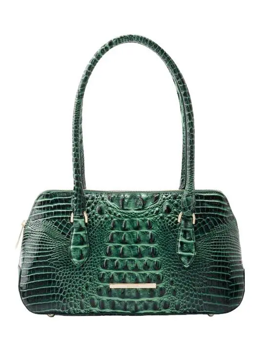 Brahmin Jennifer Croc Embossed Leather Shoulder Bag - Pine