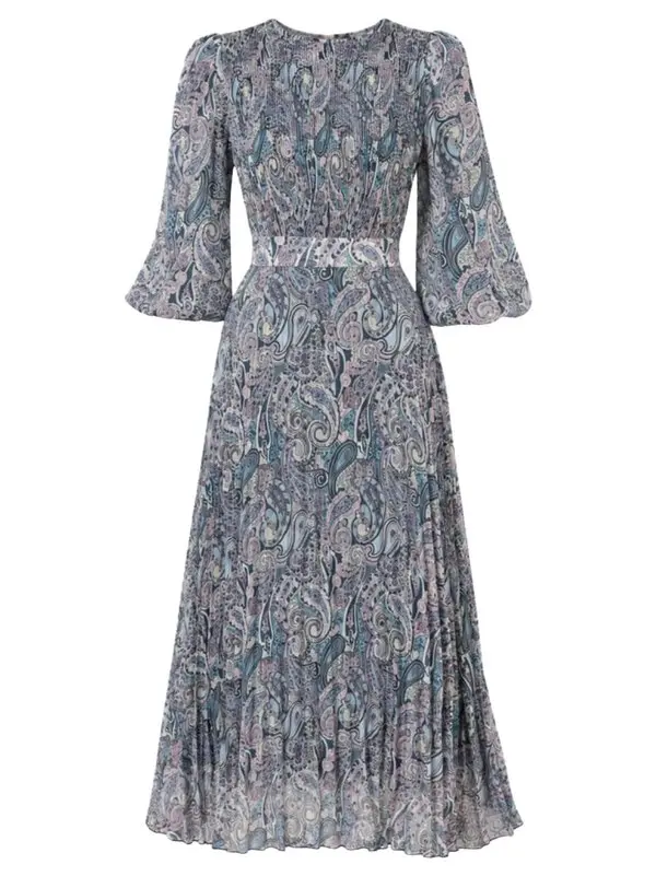 JOHN ABGIN Chiffon Paisley Printed Maxi Dress - Blue