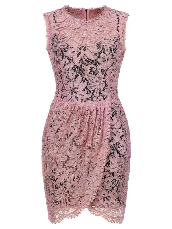 Dolce & Gabbana Floral-lace Draped Mini Dress - Pink