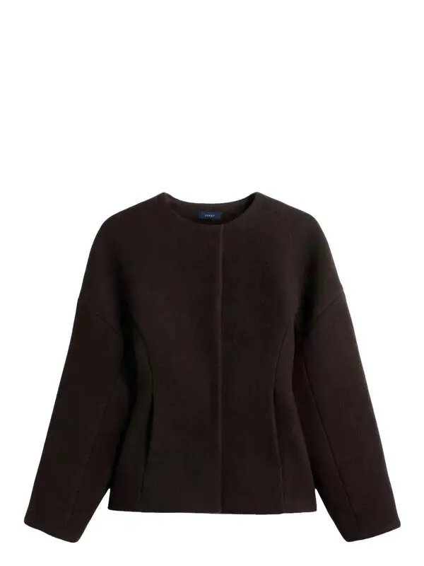 Soeur Round-neck Concealed-fastening Coat - Brown