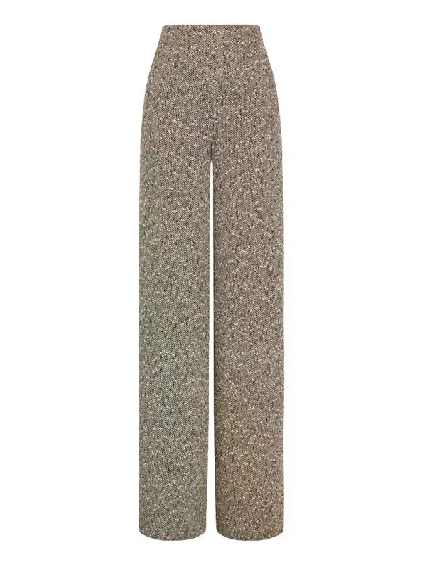 Oscar De La Renta Slubby-tweed Wide-leg Trousers - Neutrals