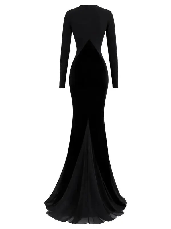 Rick Owens Velvet-panelled Long-sleeve Maxi Dress - Black