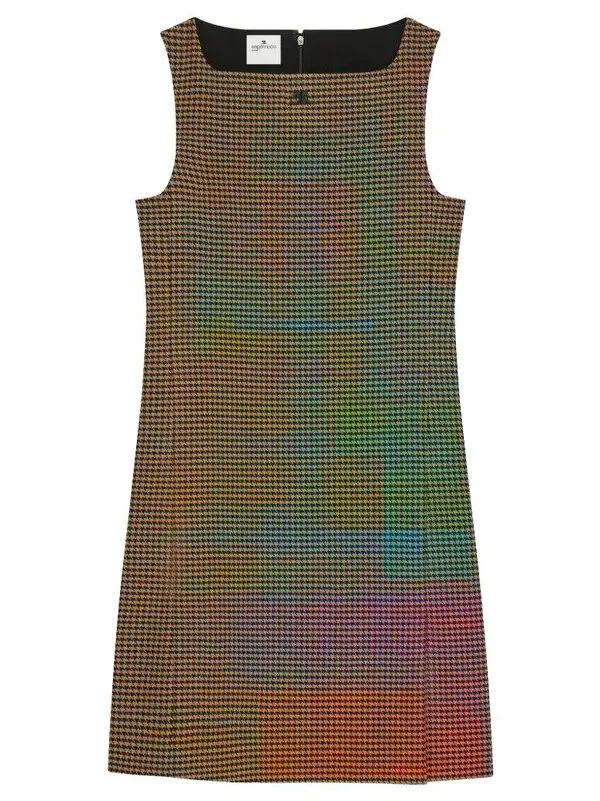 COURREGES Houndstooth Slit Mini Dress - Brown