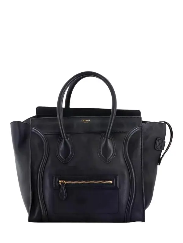 Celine Luggage Bag Smooth Leather Mini Tote Bag - Black