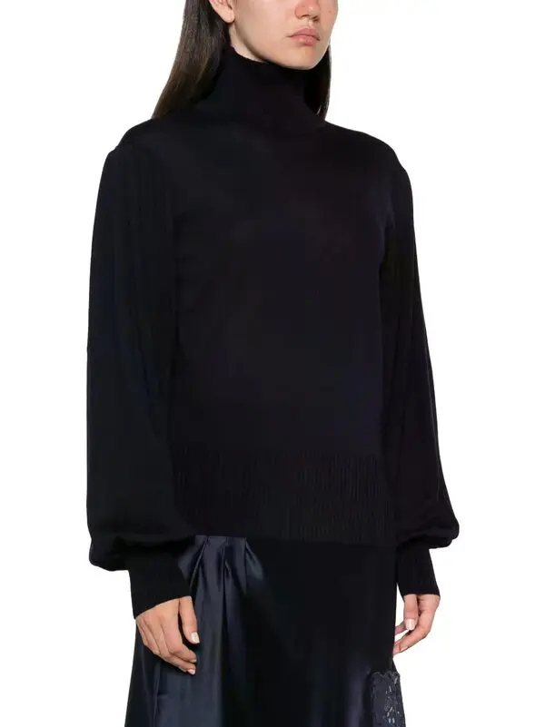 Liviana Conti Puff-sleeve High-neck Sweater - Blue