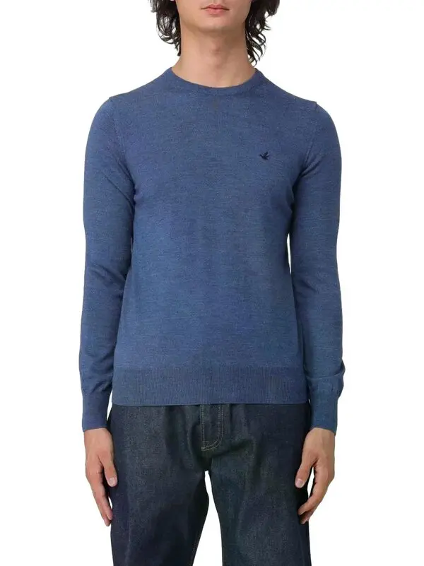 BROOKSFIELD Logo-embroidered Wool Sweater - Blue