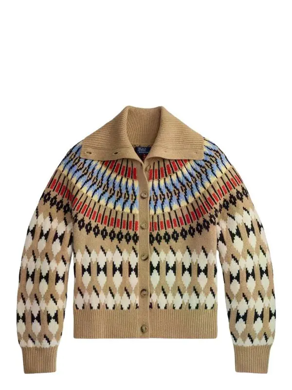 Polo Ralph Lauren Geo-motif Wool-cashmere Cardigan - Neutrals