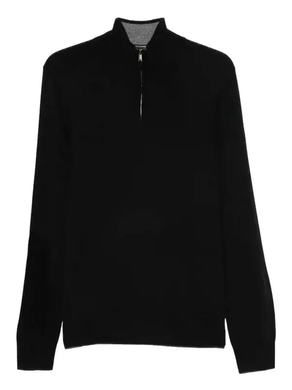 BOSS Quarter-zip Knitted Sweater - Black