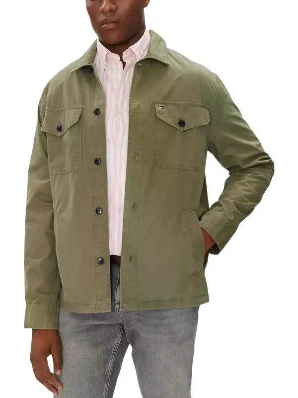 Tommy Hilfiger Button-up Logo-patch Jacket - Green