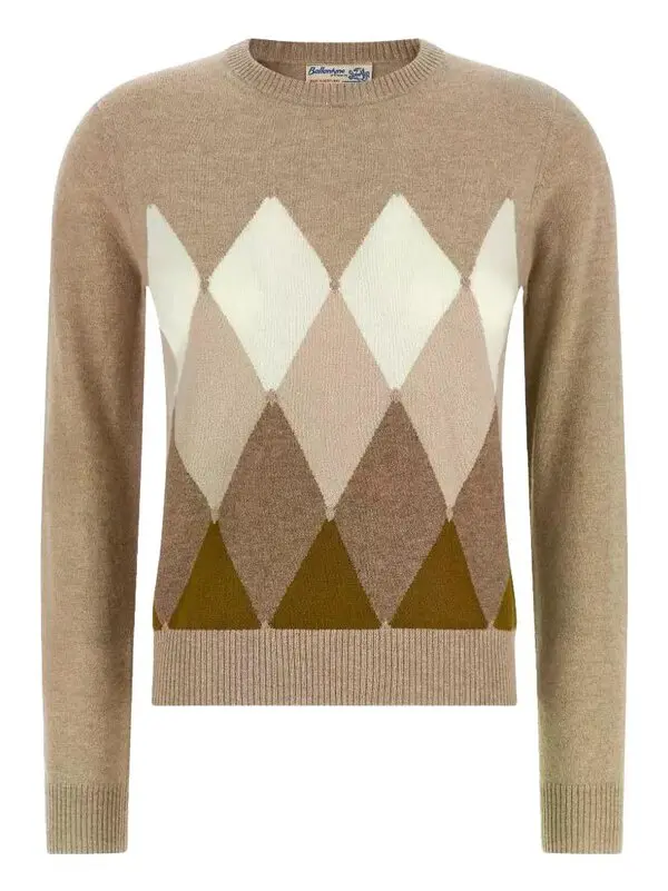 BALLANTYNE Argyle-intarsia Cashmere Sweater - Neutrals