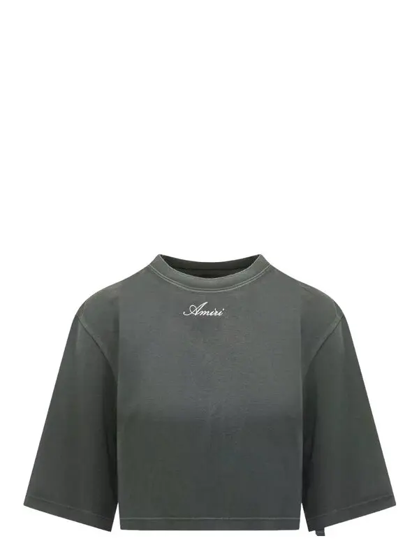 Amiri Logo-embroidered Cropped Top - Grey