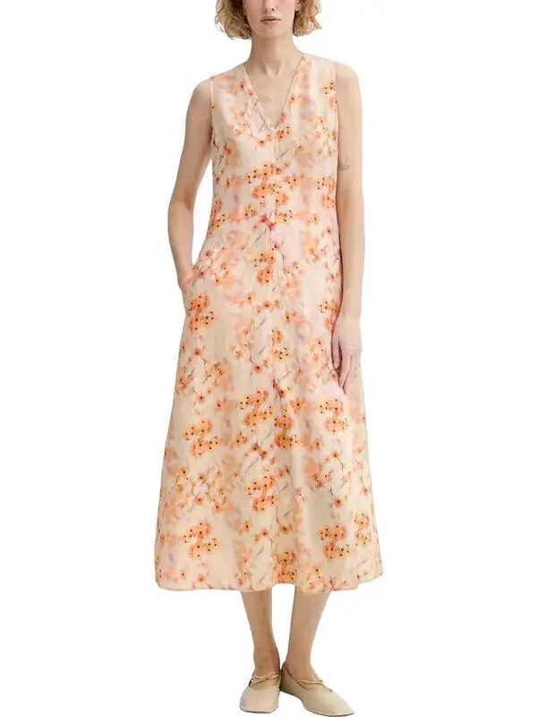 Marc O'polo Floral-print V-neck Dress - Neutrals