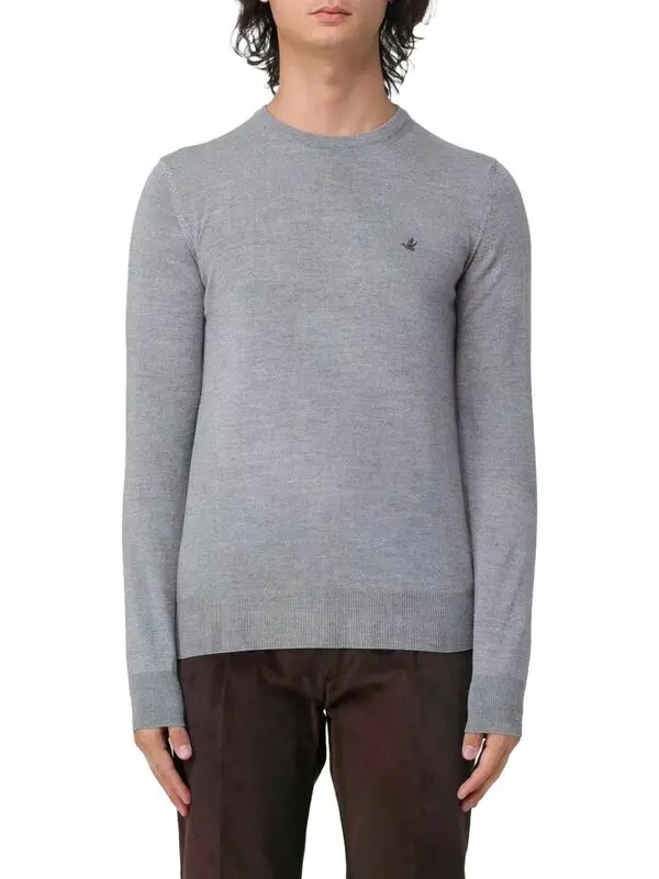 BROOKSFIELD Logo-embroidered Wool Sweater - Grey
