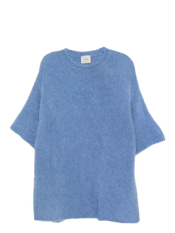 ALYSI Short-sleeve Knitted Sweater - Blue