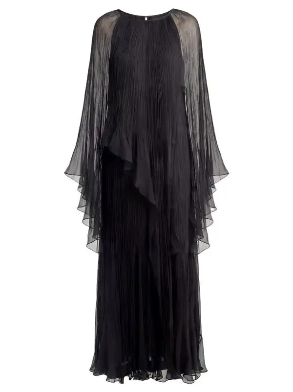 IRINA SCHROTTER Alexia Pleated Silk Dress - Black