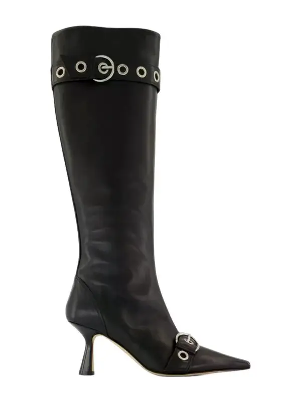 AeydĒ Vivian Eyelet-embellished Buckled Boots - Black