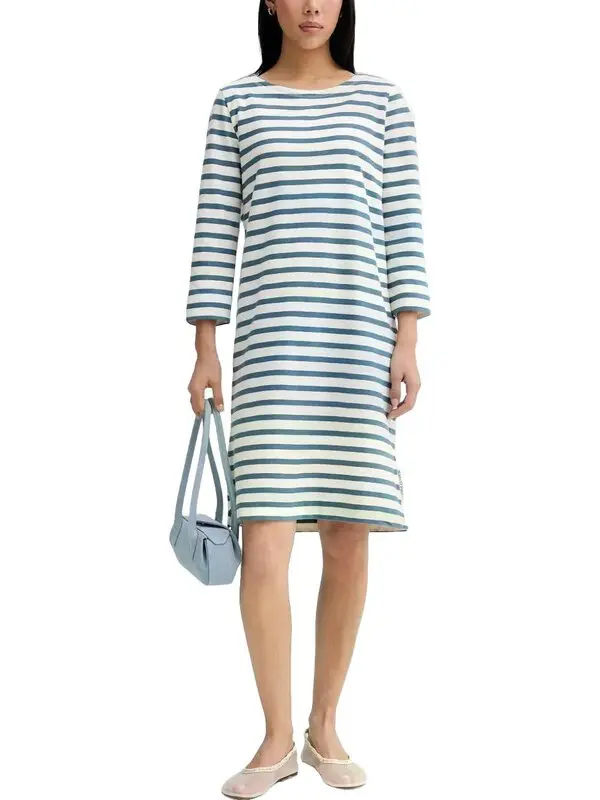 Marc O'polo Horizontal-stripe Three-quarter-sleeve Dress - White