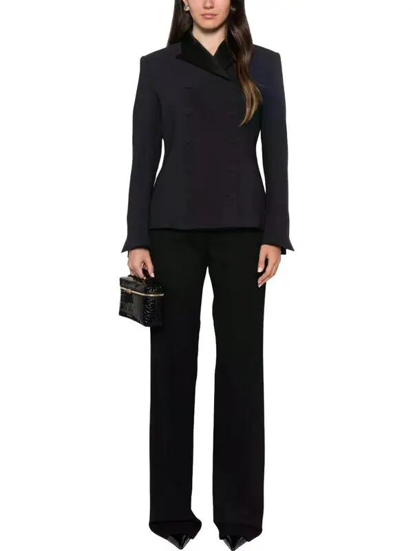 Liviana Conti Double-breasted Satin-trim Jacket - Blue