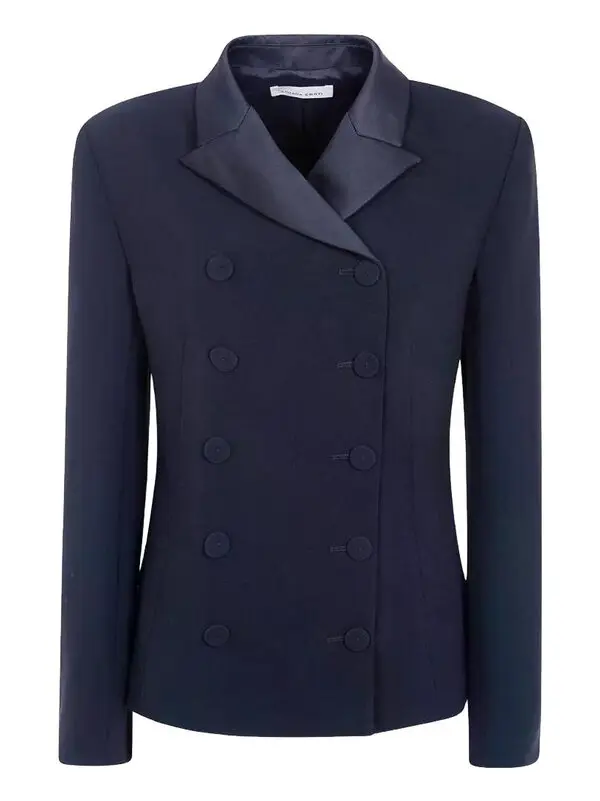 Liviana Conti Double-breasted Satin-trim Jacket - Blue