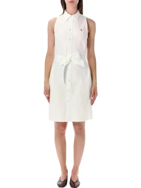 Polo Ralph Lauren Sleeveless Belted Mini Dress - White