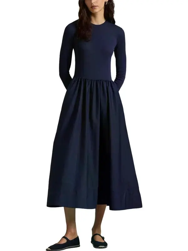 Polo Ralph Lauren Long-sleeve A-line Midi Dress - Blue