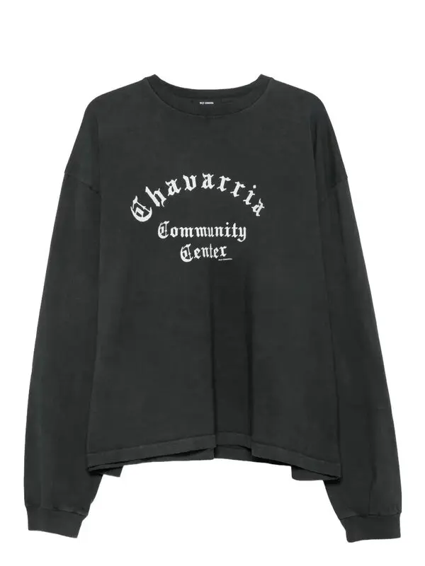 WILLY CHAVARRIA Community Center Buffalo Faded Long-sleeve T-shirt - Black