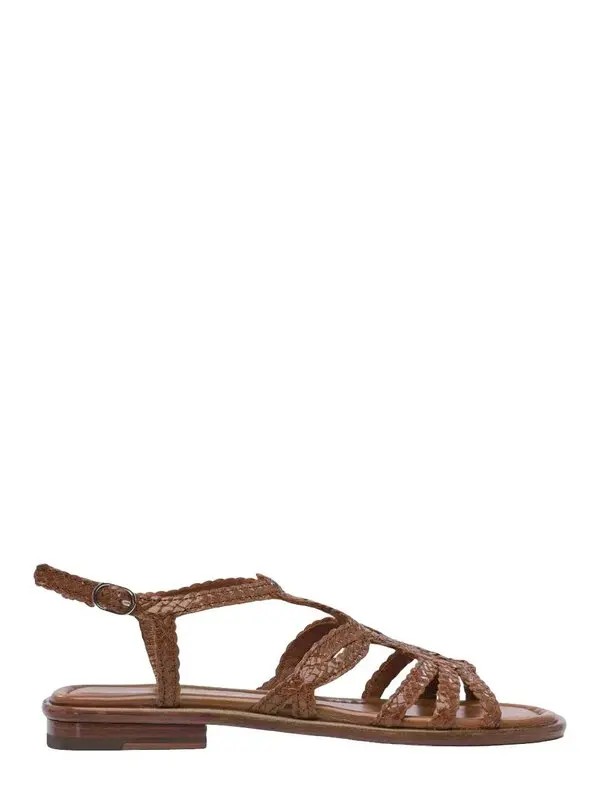 PONS QUINTANA Woven Leather Sandals - Brown
