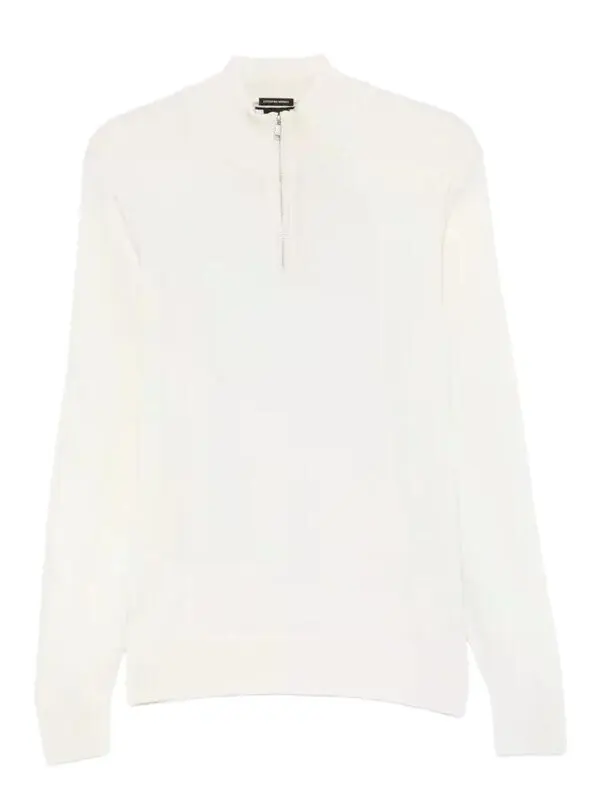 BOSS Quarter-zip Knitted Sweater - Neutrals