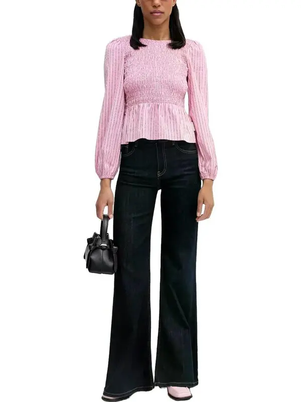 Marc O'polo Shirred Striped Blouse - Pink