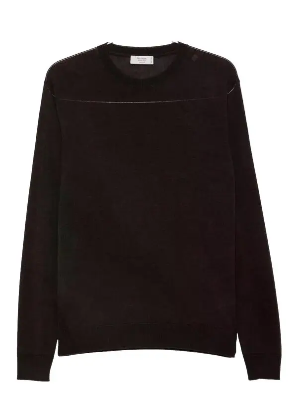 FERRANTE Crew-neck Long-sleeve Sweater - Brown