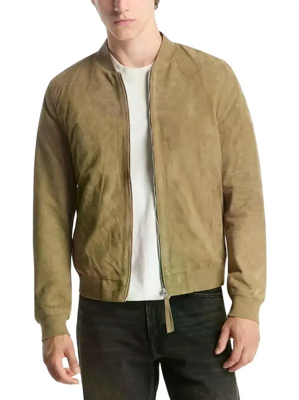 ALLSAINTS Morten Suede Bomber Jacket - Neutrals