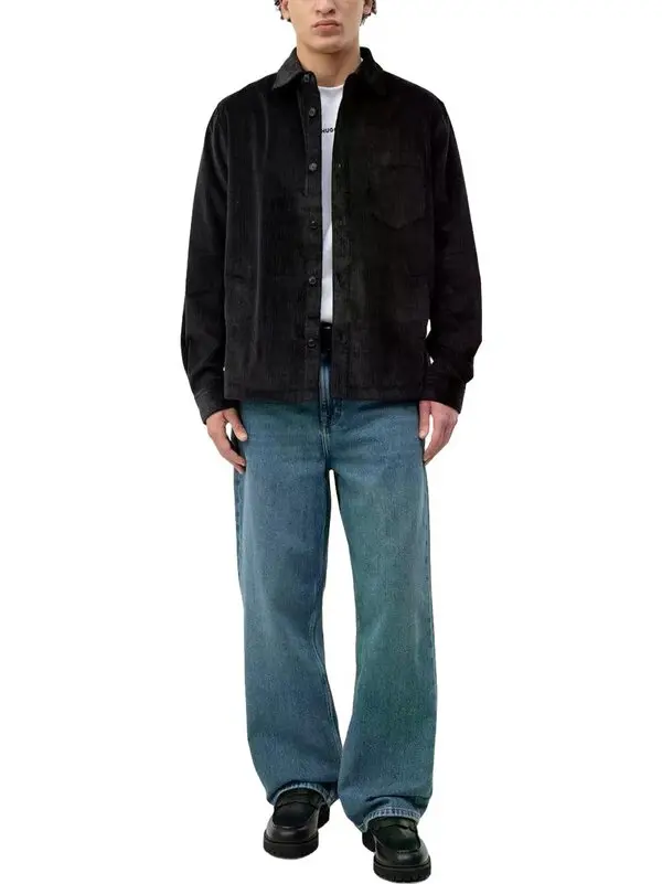 Hugo Corduroy Chest-pocket Shirt - Black