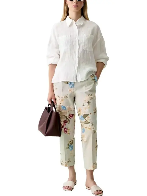 BENETTON Patch-pocket Linen Shirt - White