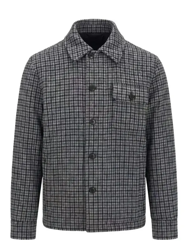 Moncler Check-pattern Button-up Jacket - Grey