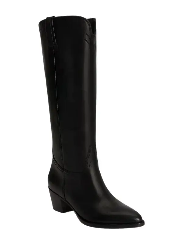 Ralph Lauren Harpher Stitched Leather Boots - Black