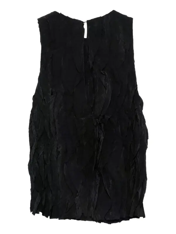 ALYSI Feather-effect Sleeveless Blouse - Black