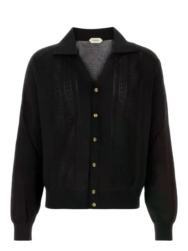 Versace Greca-pattern Knit Cardigan - Black