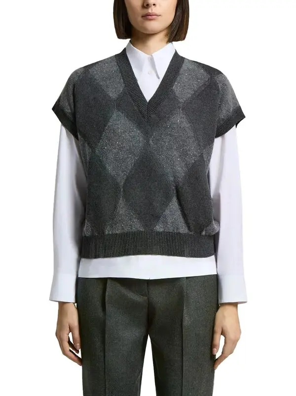 Peserico Argyle Pattern Sweater - Grey