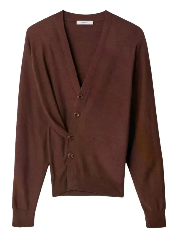 LEMAIRE Relaxed Twisted Cardigan In Merino Blend - Brown